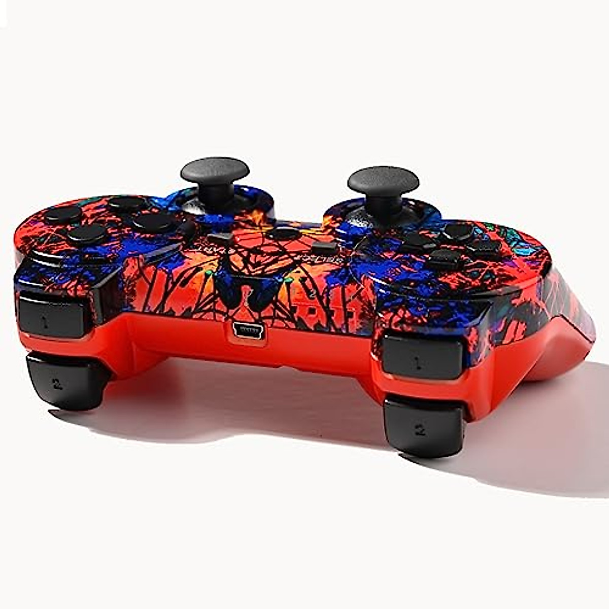 Drimoor 2 Pack Wireless Controller for PS3 - Double Vibration Motion Sense Remote Compatible with Playstation 3 with Charging Cable and Thumb Grip Caps