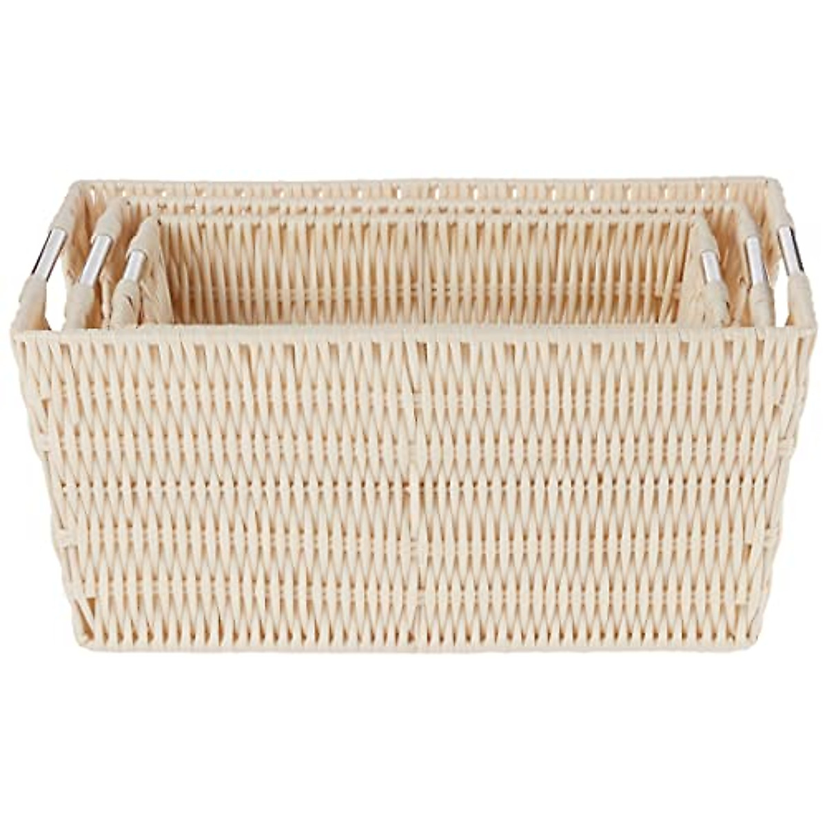 Whitmor Rattique Storage Baskets - Latte (3 Piece Set)