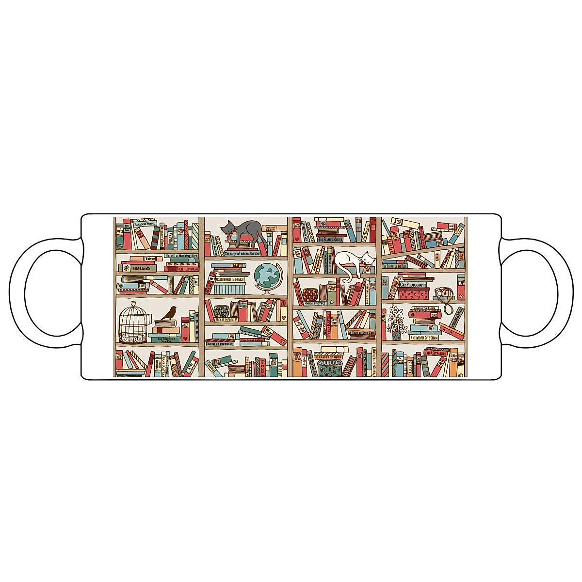 Book Coffee Mug, Book Lover Gift, Bookish Gifts, Librarian Mug, Bookworm Mug, Gift for Bibliophile, Books and Cats (11oz)