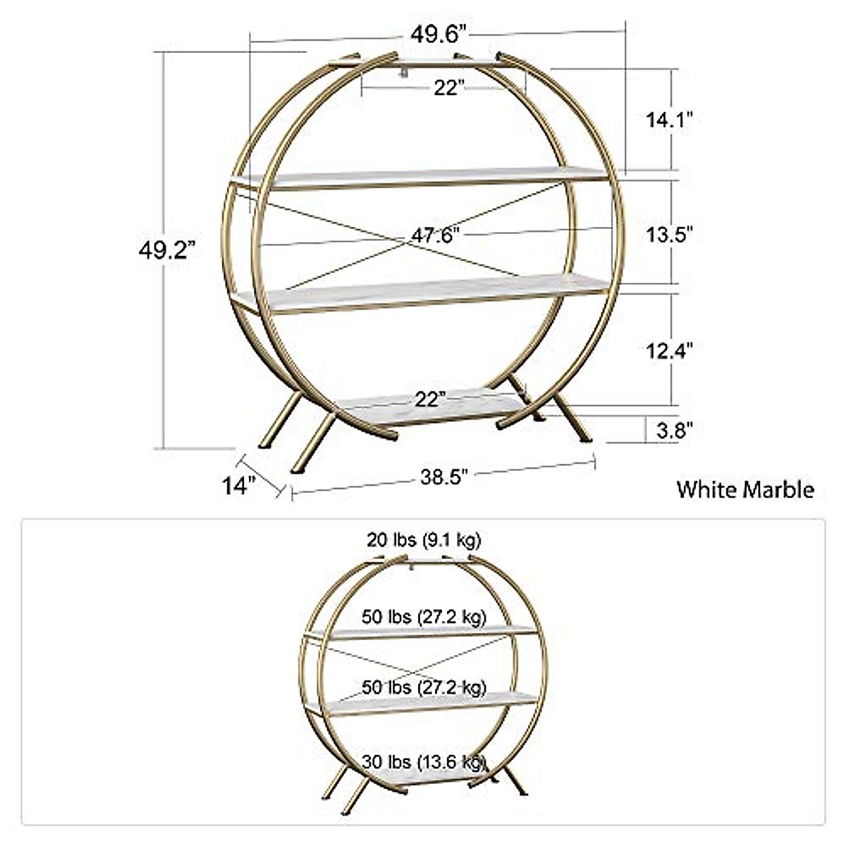 CosmoLiving by Cosmopolitan Bookcase, White Marble