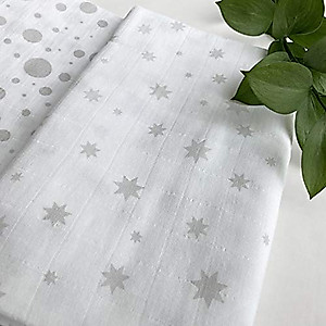 MOZAH Organic Muslin Swaddle Blankets - Baby Extra Large 47x47 inches - Baby Swaddle Blanket - Stars, Stripes, Dots, Grey - Unisex Muslin Blankets Girl or Boys