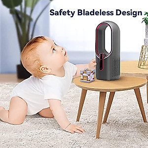 LOMMOL Desk Fan, 11.8 Inch Bladeless Fan Mini Office Fan, USB Table Fan With Comfy Wind, Desk Fan Small Quiet with 3 speeds Touch Control for Office Bedroom Dorm Workday Companion