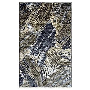 SUPERIOR Glenbrook Modern Abstract Non-Slip Indoor Area Rug with Foam Backing, 5' x 8', Brown-Beige