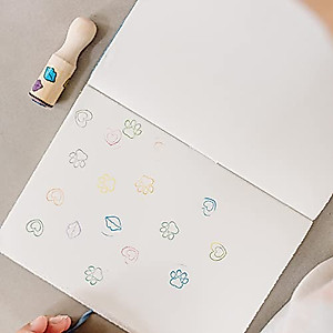 Melissa & Doug Happy Handles Wooden Stamp Set: 6 Stamps and 6-Color Stamp Pad - Kids Stamp Packs With Washable Ink, Easy To Hold Stampers For Kids Ages 4+