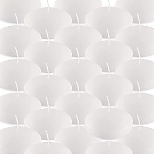 24 pcs Unscented White Floating Disc Candle, Hand Poured Paraffin Wax Candles 3 Inch Diameter, Home Décor, Wedding Receptions, Baby Showers, Birthdays, Celebrations & Party Favors
