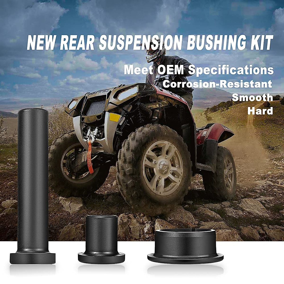 Rear Suspension Bushing Kit Replacment for Polaris Sportsman 335 400 450 500 570 800, Replaces A-Arm Long Bushing 5436973 A-Arm Short Bushing 5438902 Lower Control Bushing 5439270
