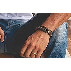 Intercession St Benedict Genuine Leather Protection Bracelet - Made in Brazil (Large - Brown)