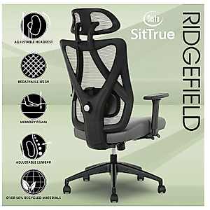 Serta SitTrue Ridgefield Ergonomic Mesh/Vegan Leather High-Back Task
