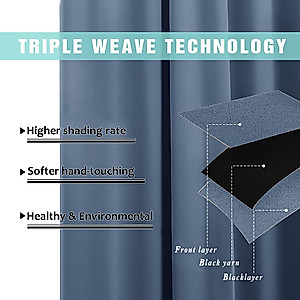 NICETOWN Vertical Blind for Window, Total Shade Patio Door Curtain, Heavy-Duty Full Light Shading Sliding Door Drape Room Divider Curtain (Stone Blue, 1 Panel, 100 inches Wide x 84 inches Long)