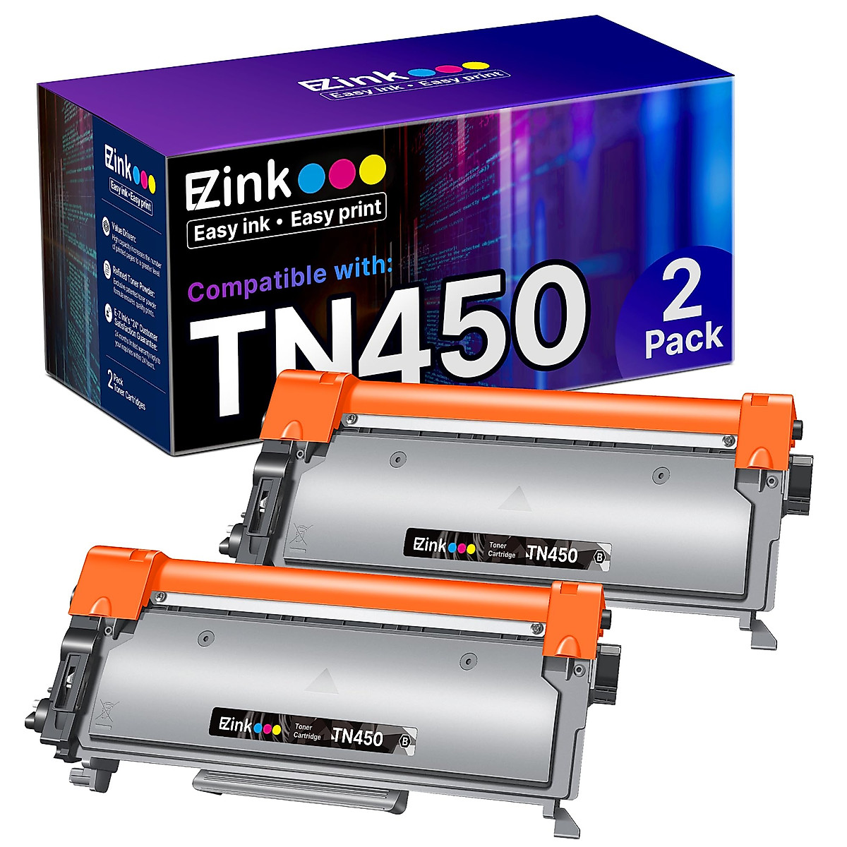 E-Z Ink (TM) Compatible Toner Cartridge Replacement for Brother TN450 TN420 TN-450 TN-420 Compatible with HL-2270DW HL-2280DW HL-2230 MFC-7360N MFC-7860DW DCP-7065DN Intellifax 2840 2940 (2 Black)