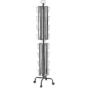 VEVOR Greeting Cards Display Rack, 32 Pockets Rotating Postcard Brochure Display Stand, 360° Spinning Card Display Rack with Sign Holder & 4 Wheels (2 Lockable) for Exhibitions Office Trade Show