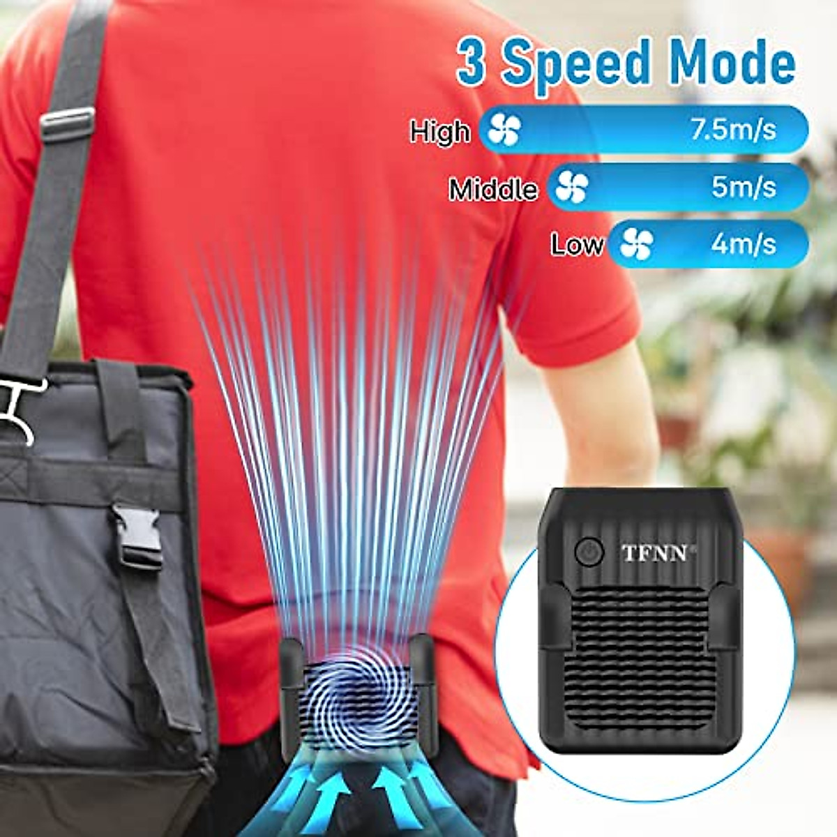 Personal Waist Clip Fan, TFNN 10000mAh Personal Neck Fan with Strong Light FlashLight, Rechargeable Personal Fan, Hands-free USB Belt Fan for Outdoor Works, Cycling, Fishing, Gardening, Hiking, Sports, Camping