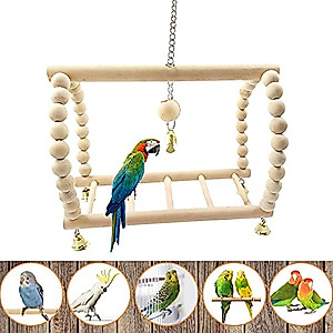 Diaertiny Bird Parrot Swing Chewing Toys 8 Pack Natural Safety Wood for Small Parakeets, Cockatiels, Finches,Budgie and Small&Medium Birds