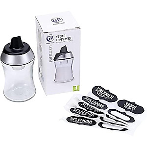 Ginger Ponds Stainless Steel Improved Design Upgraded Sugar or Creamer Dispenser & Shaker with Labels for Beverages and Cooking Cream Dispenser for Coffee Bar Accessories and Organizer