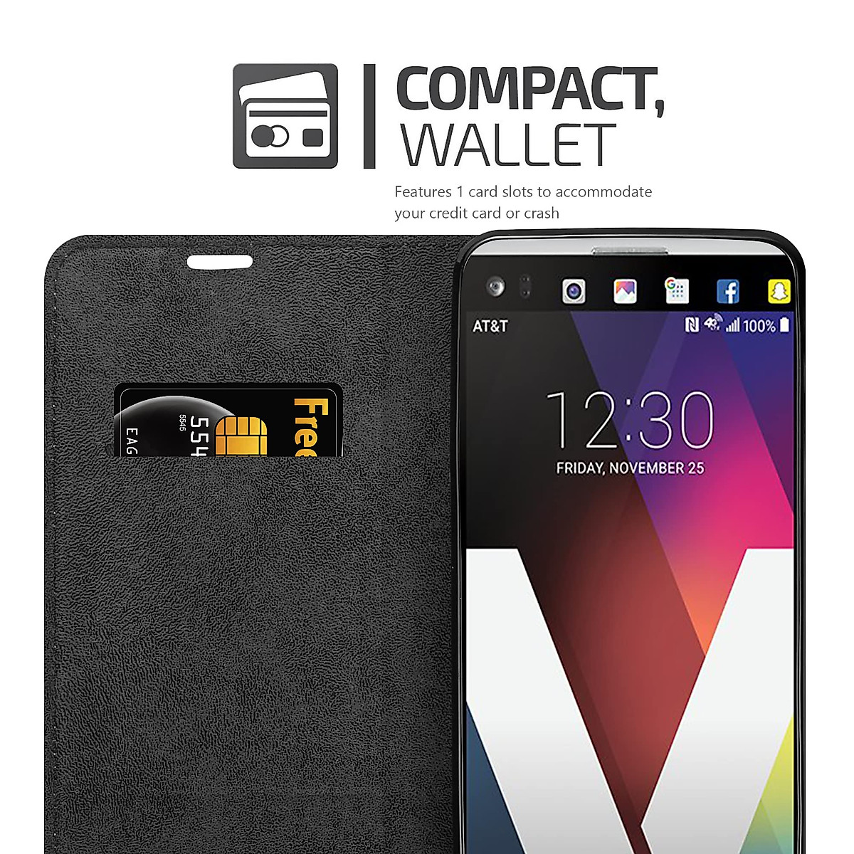 Cadorabo Book Case Compatible with LG V20 in Titanium Grey - with Magnetic Closure, Stand Function and Card Slot - Wallet Etui Cover Pouch PU Leather Flip