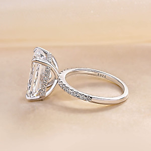 Effinny 7.0 Carat Radiant Cut Engagement Ring,Simulated Diamond White Sapphire Promise Ring for Women in 925 Sterling Silver(Size:4.5)