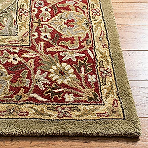 SAFAVIEH Persian Legend Collection 2'6" x 8' Light Green / Rust PL819B Handmade Traditional Premium Wool Runner Rug