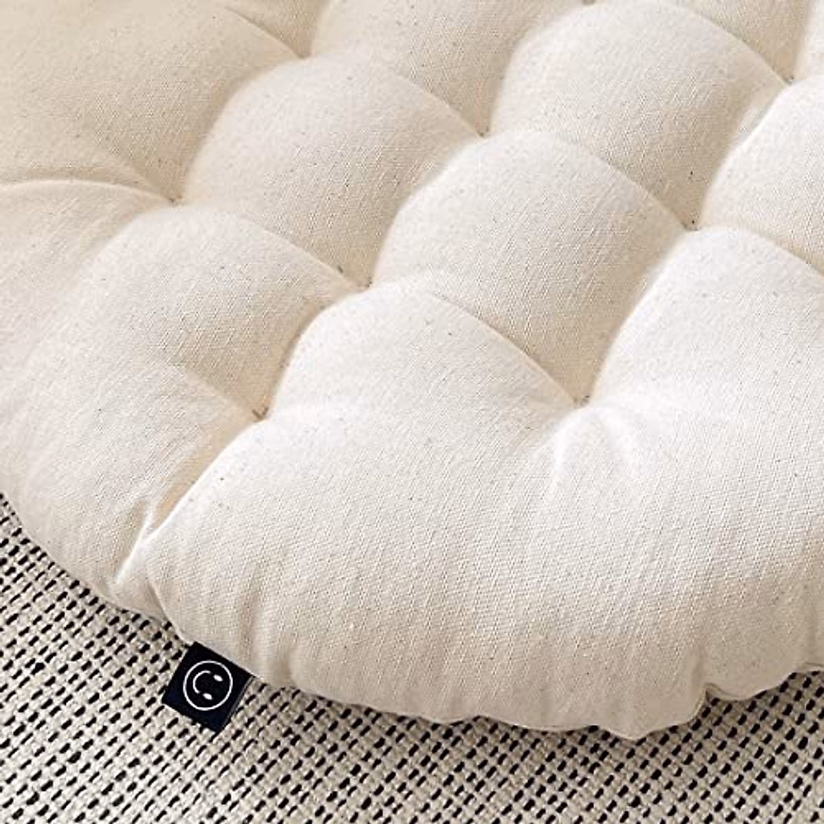 Lemfux Recycled Fabric Natural White Seat Cushion for Office Chair/Desk Chair, Soft Thick Sustainable Material Kitchen Chair Cushions, Modern Simple Round Dining Room Chair Cushion, 16x16x2.4 in