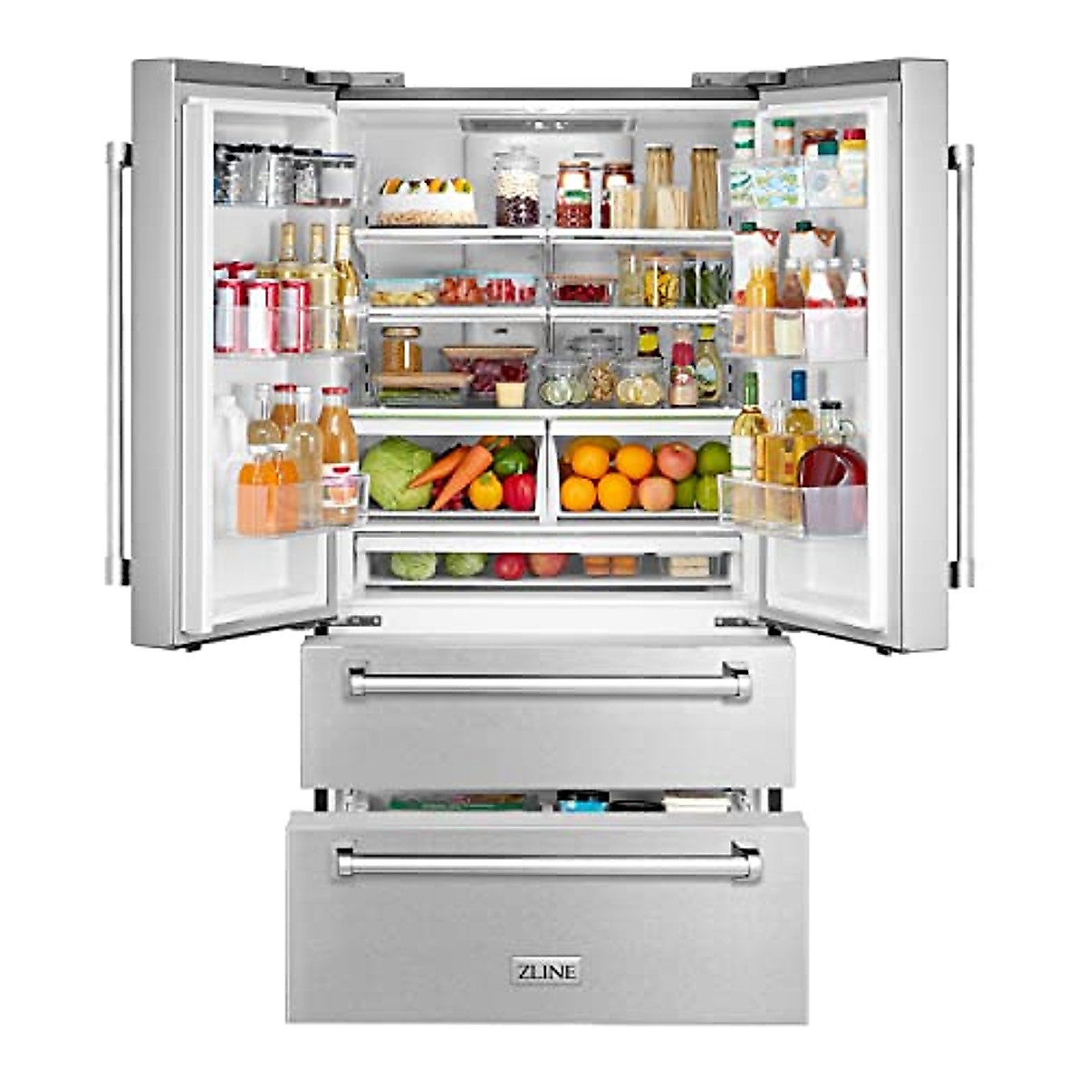 Z Line Kitchen and Bath ZLINE 36" 22.5 cu. ft Freestanding French Door Refrigerator with Ice Maker in Fingerprint Resistant Stainless Steel (RFM-36)
