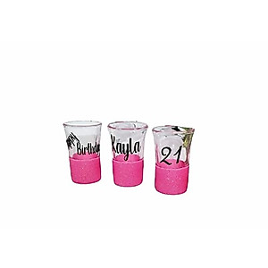 Birthday Shot Glass, Glitter base shot glass, Happy Birthday glass, Party Shot glass, Novelty Shot Glasses