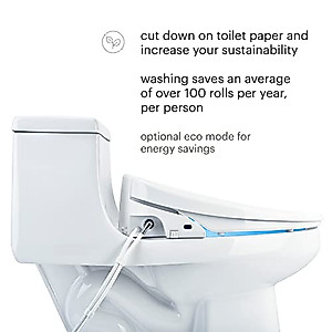 Brondell Swash S1200-EW Luxury Bidet Toilet Seat in Elongated White with Dual Stainless-Steel Nozzles | Endless Warm Water | Programmable User Settings | Self-Cleaning Nozzles | Nightlight