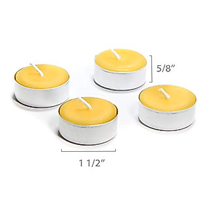 Bluecorn 100% Pure Beeswax Tea Lights in Metal Cups - Bulk Candles (48-Pack) - Tealight Candles - Beeswax Candles - Handmade in Colorado Since 1991