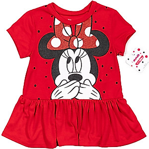 Disney Minnie Mouse Valentines Day Infant Baby Girls Peplum T-Shirt and Leggings Outfit Set Red/Black 18 Months