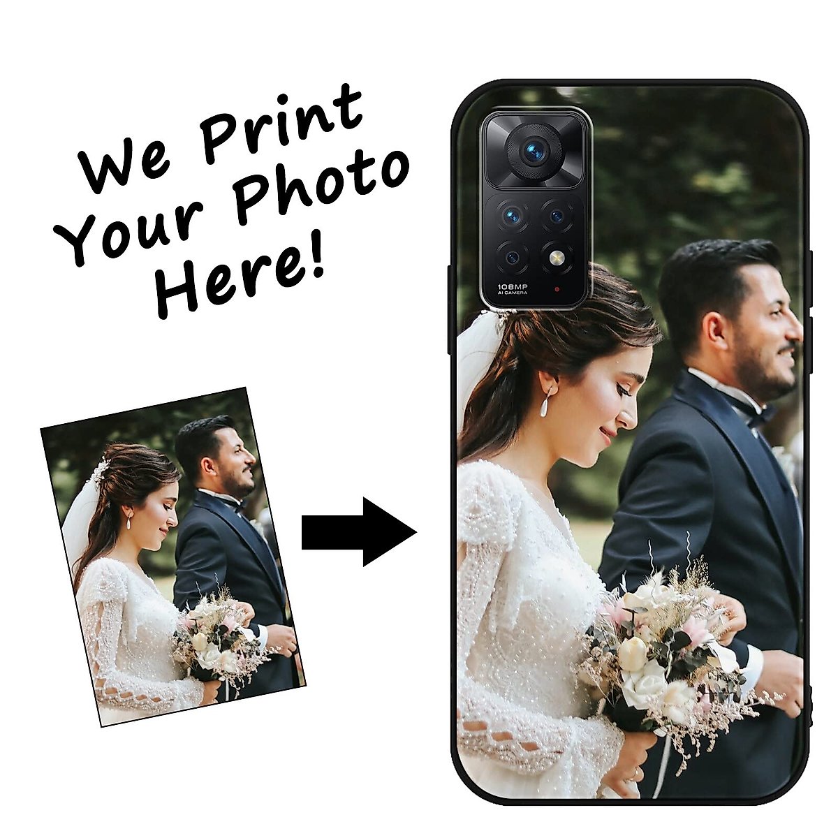 Eouine Custom Phone Case for Xiaomi Redmi Note 11 Pro（4G/5G） 2022 (6.67") - Personalized Picture Phone Cases Black Customizable Case Customize Photo Text Design Cover - Customized Your Own Phone Case