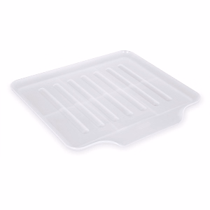 Copco Small Clear Drain Board Fits Under Any Small Dish Rack to Catch Water or for Larger Pots Alone, Angled Base Allows for Self Draining with Raised Ribs to Prevent Water from Puddling