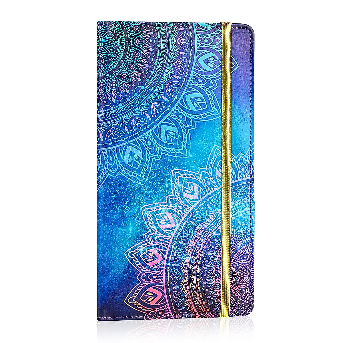 Checkbook Cover for Personal Checkbook, RFID Checkbook Register Cover with Pen Holder & Built-in Clear Plastic Divider for Duplicate Checks