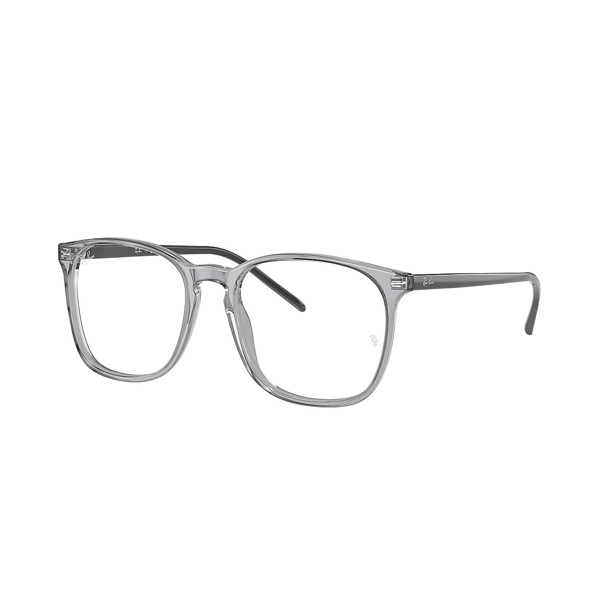 Ray-Ban RX5387F Low Bridge Fit Square Prescription Eyewear Frames, Transparent Grey/Demo Lens, 54 mm