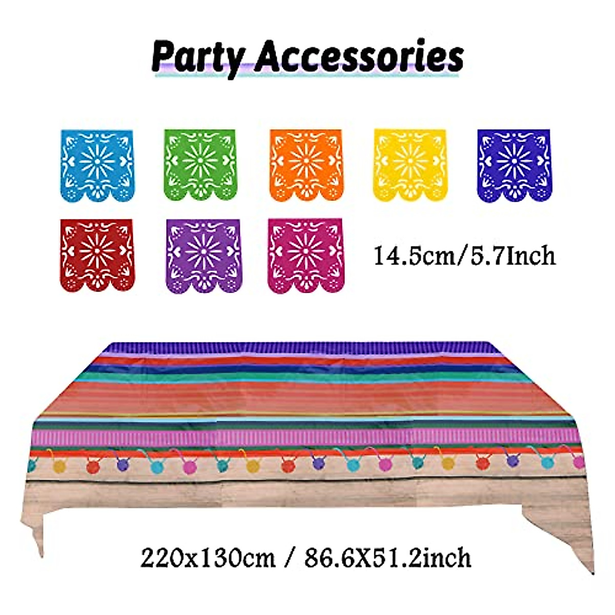 ZERODECO Fiesta Party Decorations Set - Mexican Banners and Table cover, Fiesta Paper Fan and Pompoms, Garlands String and Pennant for Birthday Mexican Cinco De Mayo Coco Themed Party Supplies