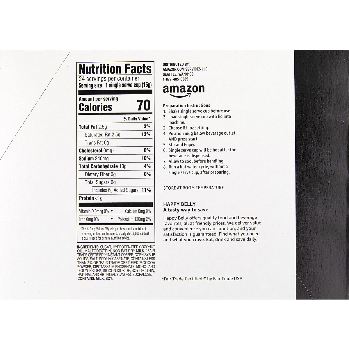 Amazon Brand - Happy Belly Cappuccino Coffee Pods Compatible with 2.0 K-Cup Brewers, Caramel Flavored, 24 Count