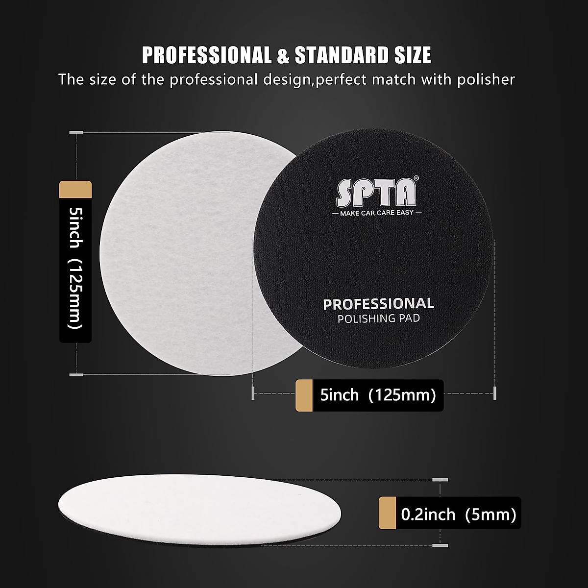 Glass Polishing Pad, SPTA 5 Pcs 5''(125mm)Car Glass Polishing Discs Microfiber Polishing Buffing Pad, Glass Scratch Removal Kit for Correct Damaged Window Cleaning Glass, Removing Stubborn Waterspots