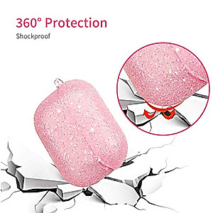 Bling Airpods Pro Case, Cute Glitter Diamond Airpod Pro 3 Case Cover for Girls Women, Rhinestone Protective Case with Keychain, Scratch Proof and Drop Proof for Apple Airpods Pro (Pink)