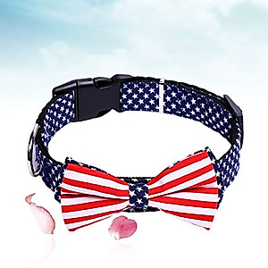 Pet Dog Collar, American Flag Dog Collar, Creative Bowknot Pet Ring, Comfortable Dog Cat Personalized Collars Bowtie for Large, Medium, Small Dogs - Size M (Size : Medium)