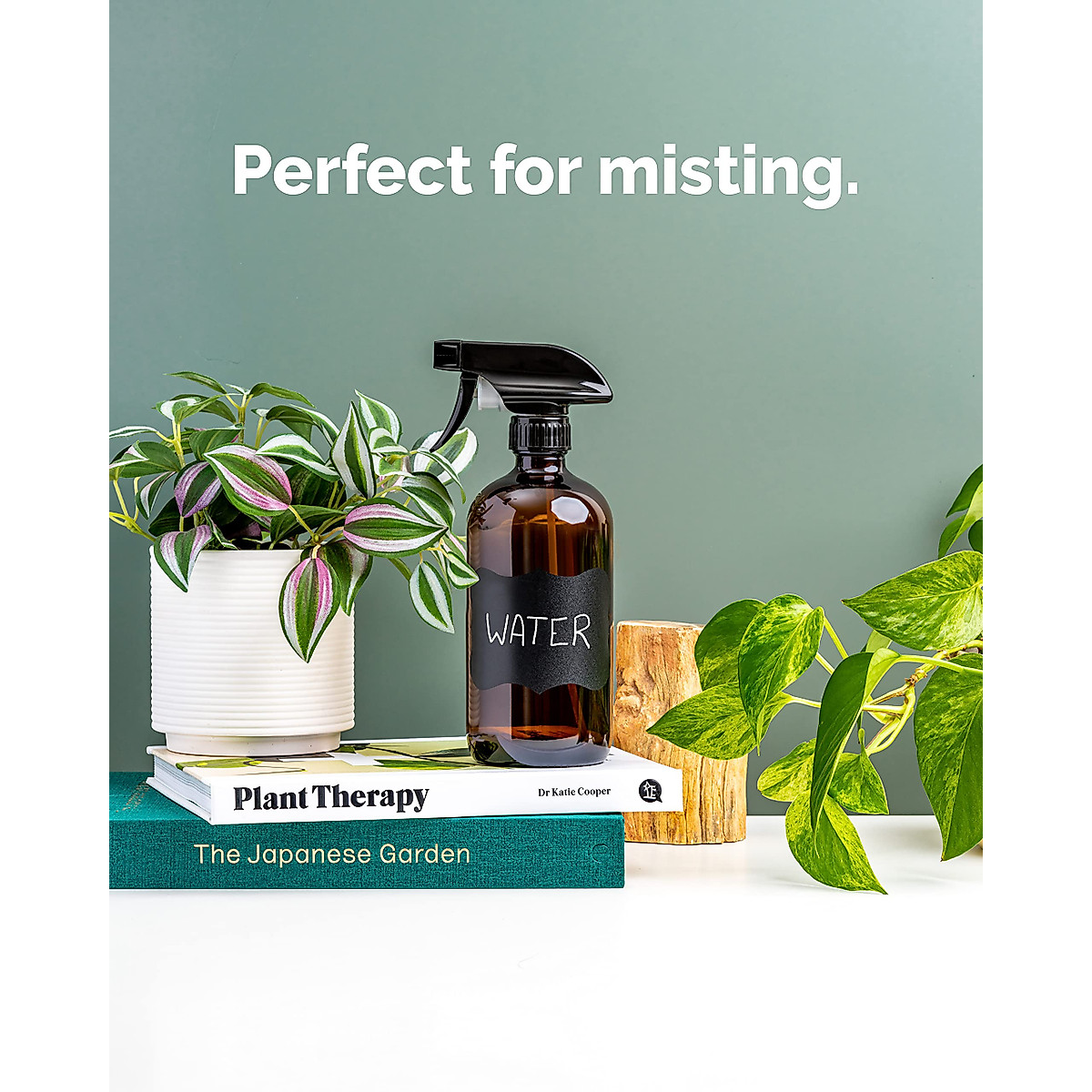 Vine Creations Amber Glass Spray Bottles, 2 Pack Glass Spray Bottles for Cleaning solutions, 16 oz Spray Bottle for Cleaning, Mister Spray Bottle for Plants, Amber Spray Bottles with Waterproof Labels