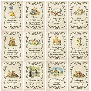 WeeCutes® Winnie Baby Shower Decorations The Pooh Centerpieces Table Quote Cards Birthday Party Supplies Boy or Girl Nursery Decor Prints 16 Pcs 5x7