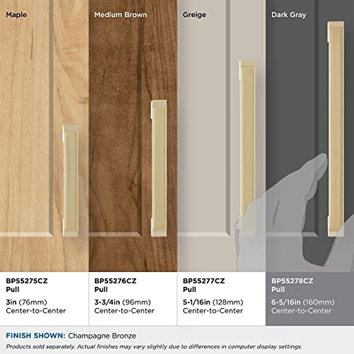 Amerock | Cabinet Pull | Champagne Bronze | 6-5/16 inch (160 mm) Center to Center | Blackrock | 1 Pack | Drawer Pull | Drawer Handle | Cabinet Hardware