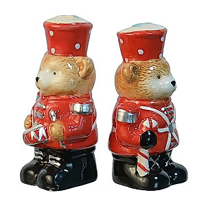 Christmas Bear Nutcracker Soldiers Holiday Salt and Pepper Shaker Set, Ceramic, 3.25 Inches High