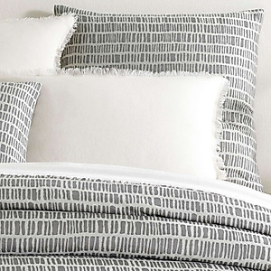 Pine Cone Hill Talus Granite Duvet Sham, Standard Size, Grey Graphic Pattern