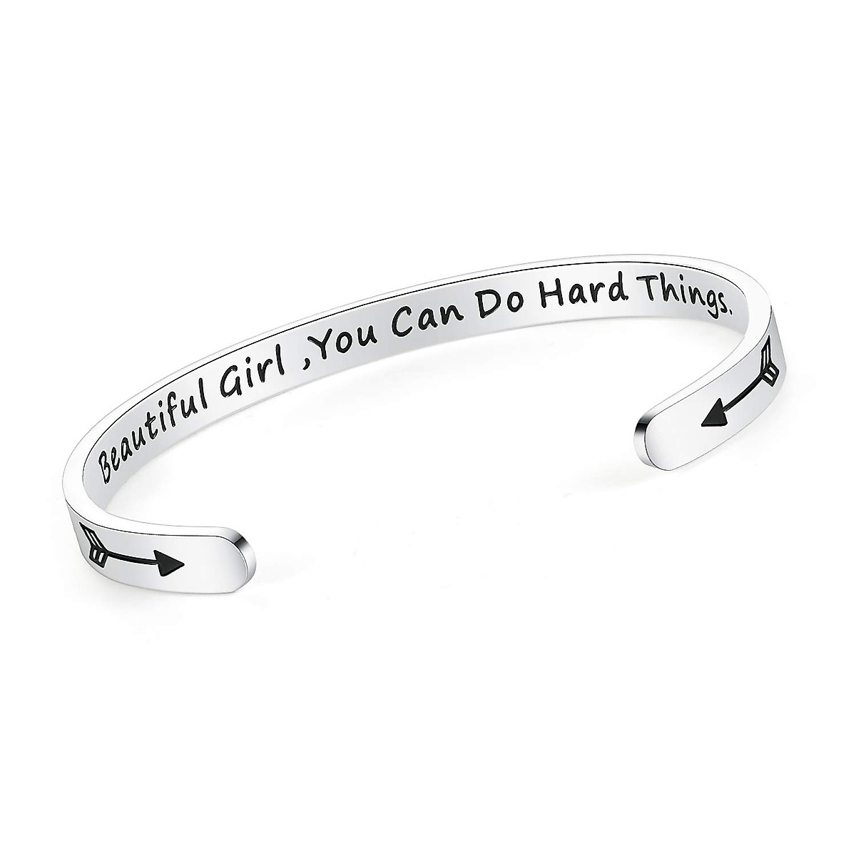 SAM & LORI Best Friend Gift Inspirational Bracelet for Women Teen Motivational Cuff 16 Years Old Secret Message Bangle Sister Daughter Birthday Dancer Female Beautiful You Can Do Hard Things