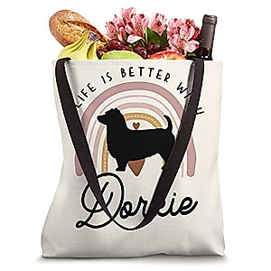 Life is Better Dorkie Rainbow Dog Mom Tote Bag