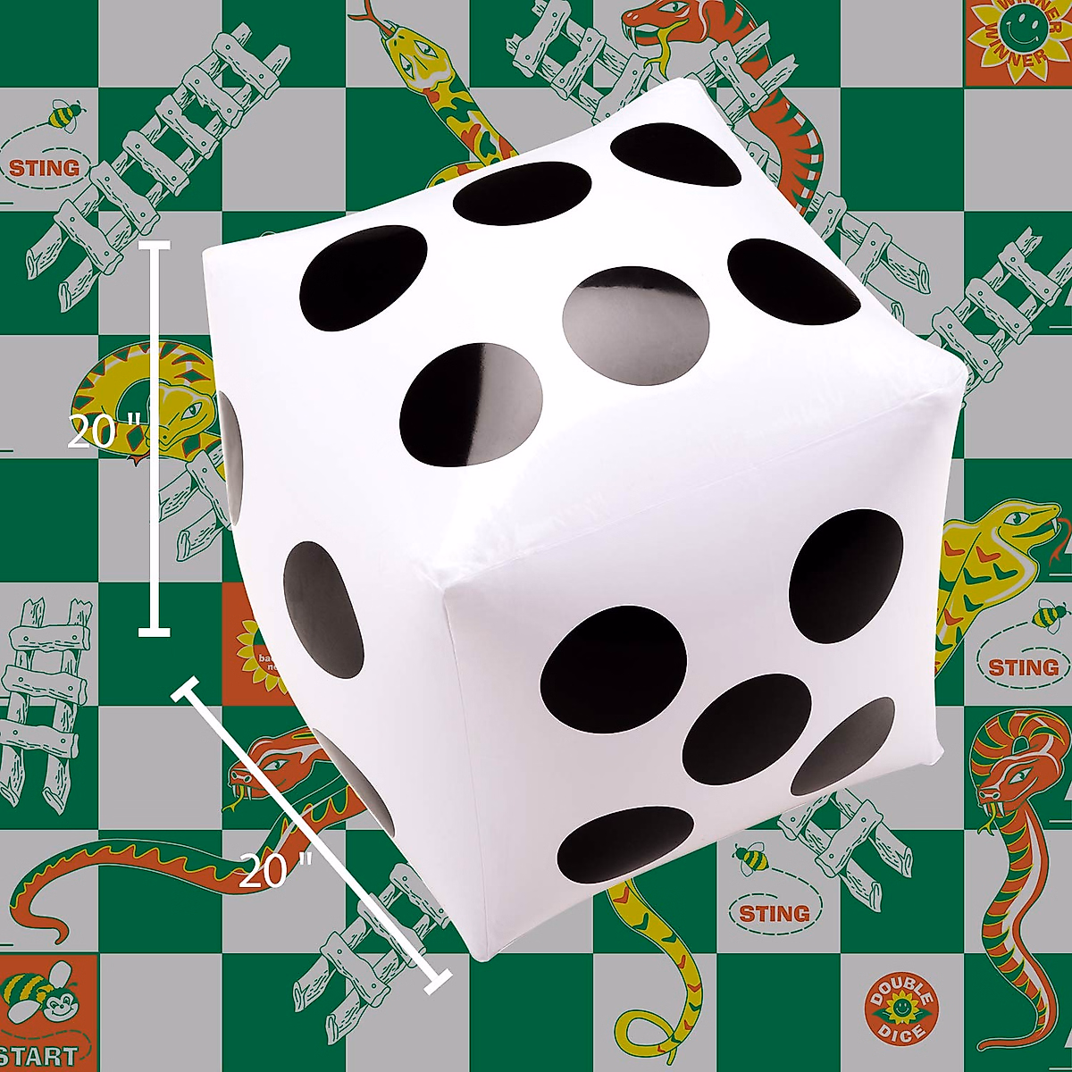 Novelty Place 2 Pcs Jumbo Inflatable Dice, 20" White and Black Giant Dice for Indoor and Outdoor Broad Game, Ludo and Pool Party