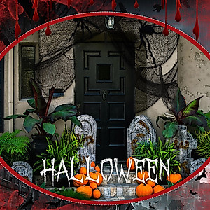 Tranqun 3 Pcs Halloween Creepy Cloth 80 x 400 Inch Black Halloween Gauze Cloth Giant Spooky Fabric Cloth for Haunted House Indoor Outdoor Party Decor Supplies Backdrops for Garden, Doorways, Yard