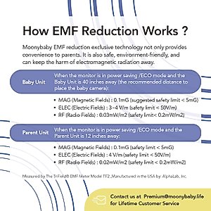 Moonybaby EMF Reduction Baby Monitor with 2 Cameras, Model:QuadView 60, 720P HD Resolution 5" Display, A.N.R. (Auto Noise Reduce), Pan Tilt Zoom, Split Screen, No WiFi, Long Range, 2-Way Audio