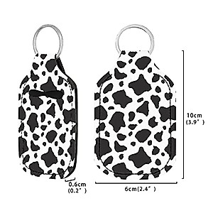 Youngerbaby Lovely Cow Print Travel Size Hand Sanitizer Holder Keyring Girls Keychains with Metal Ring