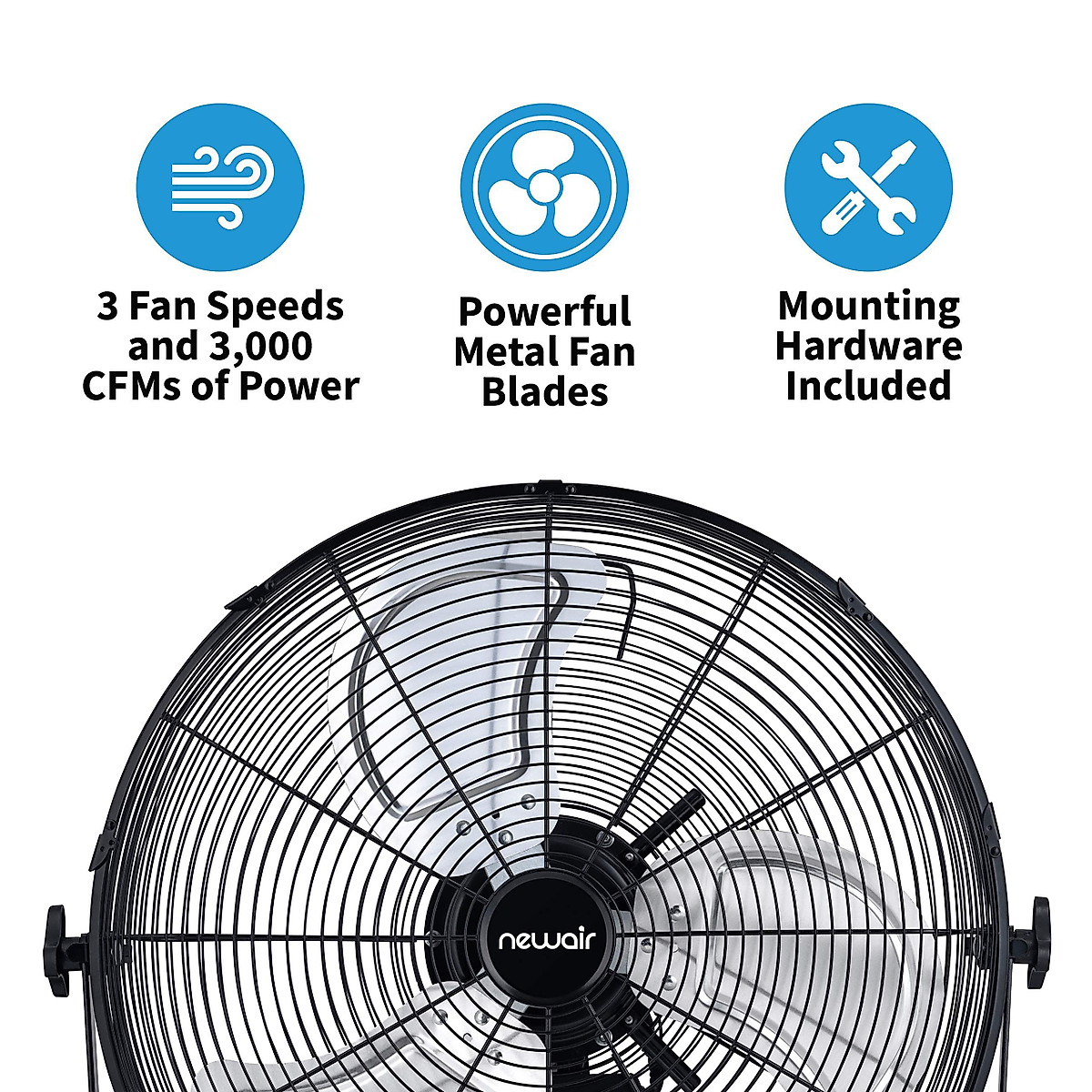 NewAir 18” Outdoor High Velocity Wall Mounted Fan with 3 Fan Speeds and Adjustable Tilt Head, NIF18WBK01