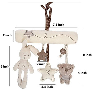 NeatoTek Baby Hanging Rattle Toys Soft Baby Music Plush Activity Crib Stroller Toys Rabbit Star Shape for Toddlers Baby Girls Baby Boys