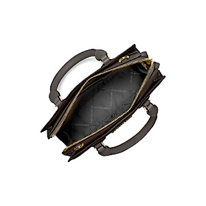 Michael Kors Sheila Small Non-Leather Vegan Satchel (Black with Gold Hardware)